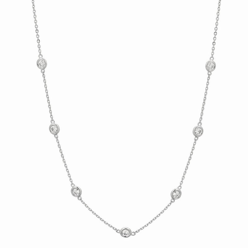 15 POINTER DIAMOND HALF WAY AROUND NECKLACE 14K GOLD 1 CTW 