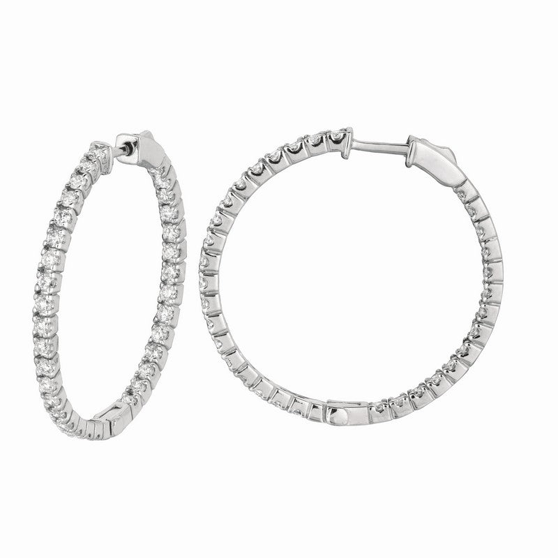 3 POINTER DIAMOND HOOP EARRINGS 14K GOLD (2.05 CTW)
