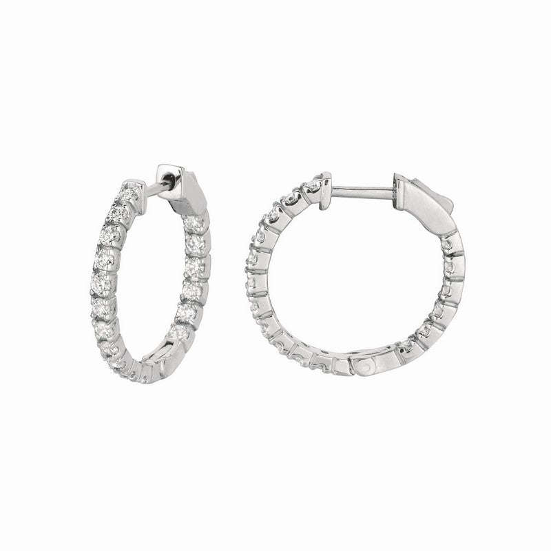 3 POINTER DIAMOND HOOP EARRINGS 14K GOLD (1 CTW)